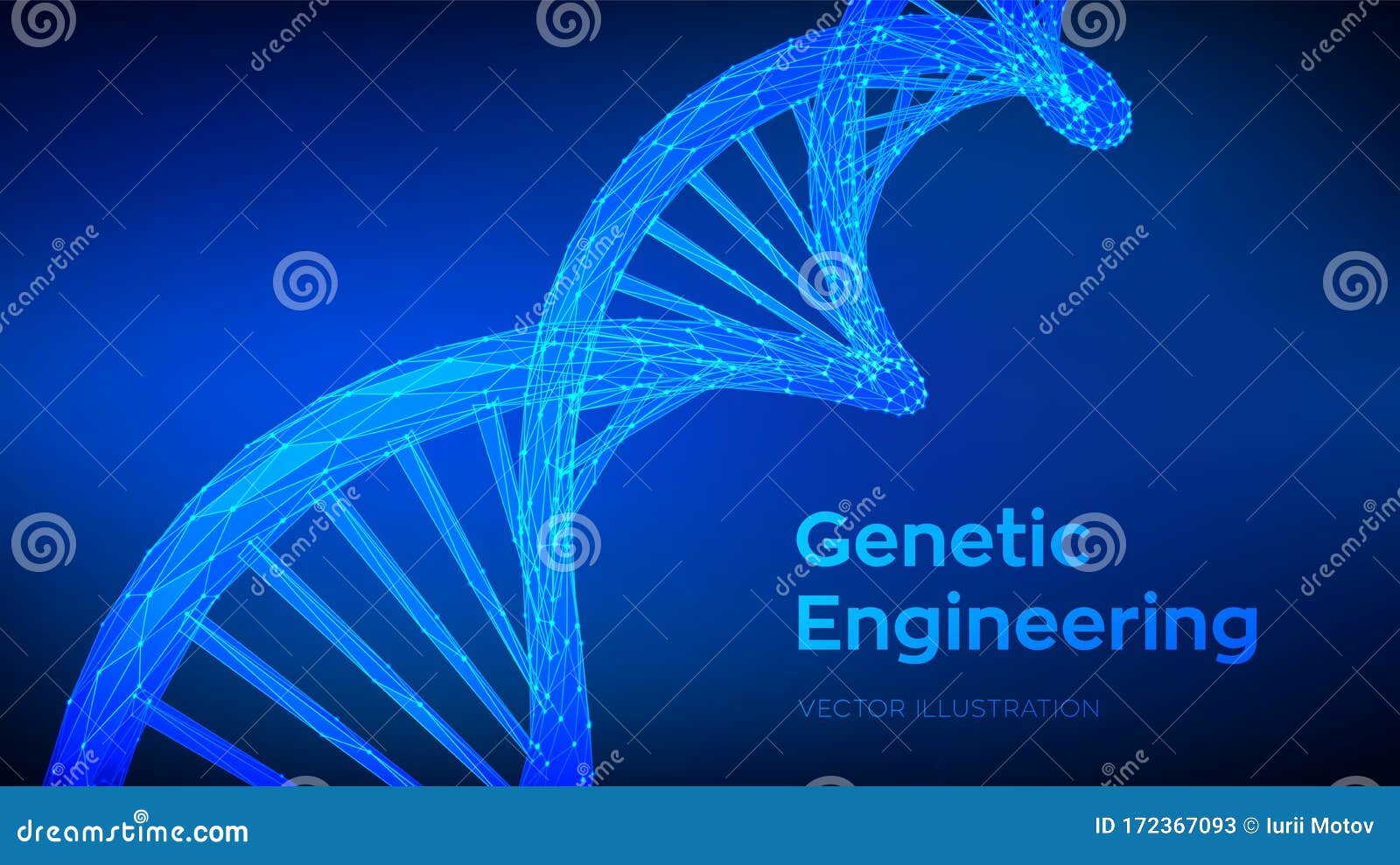 DNA Sequence. Abstract 3d Polygonal Wireframe DNA Molecules Structure ...