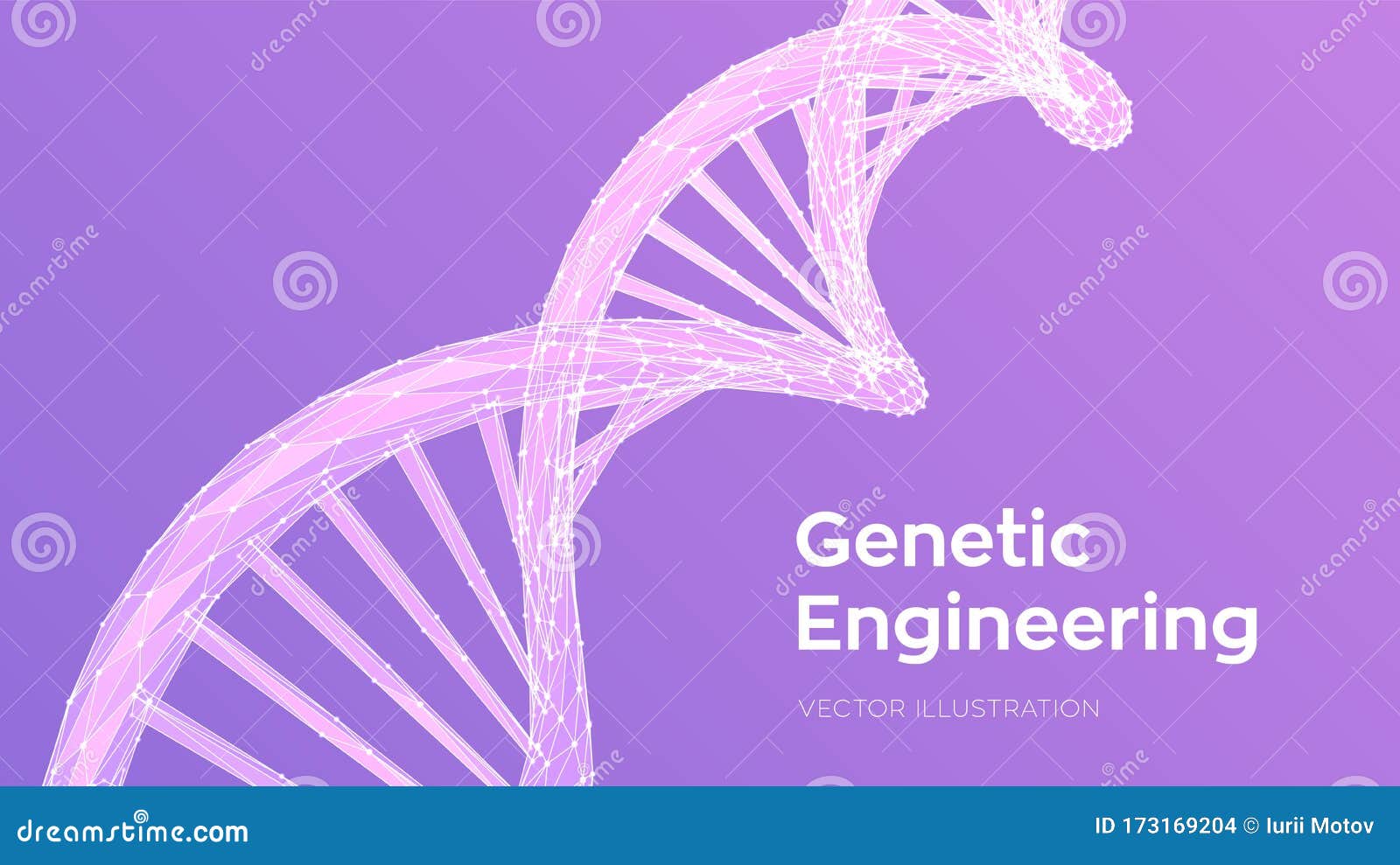 DNA Sequence. Abstract 3d Polygonal Wireframe DNA Molecules Structure ...
