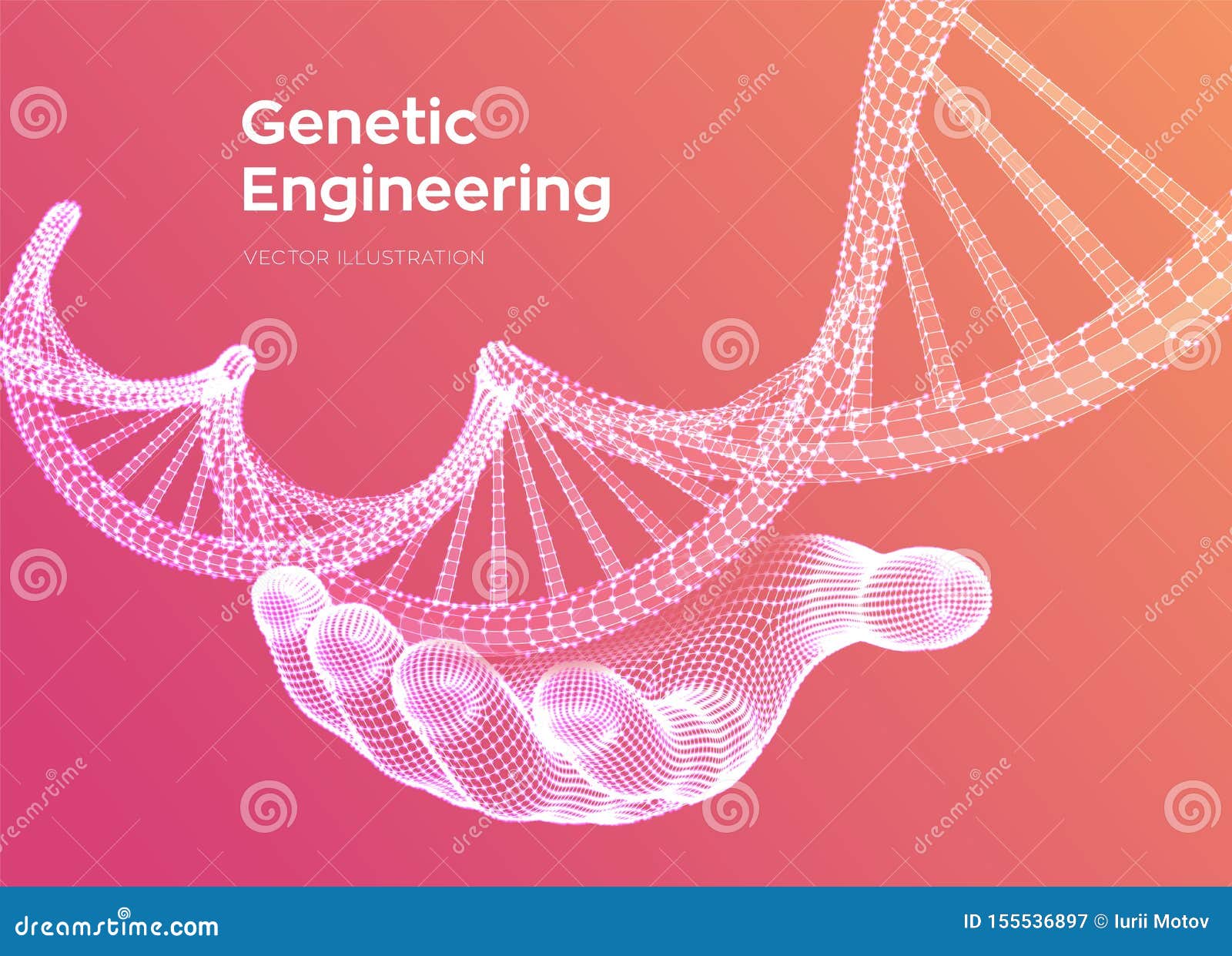 DNA Sequence In Hand. Wireframe DNA Molecules Structure Mesh. DNA Code ...