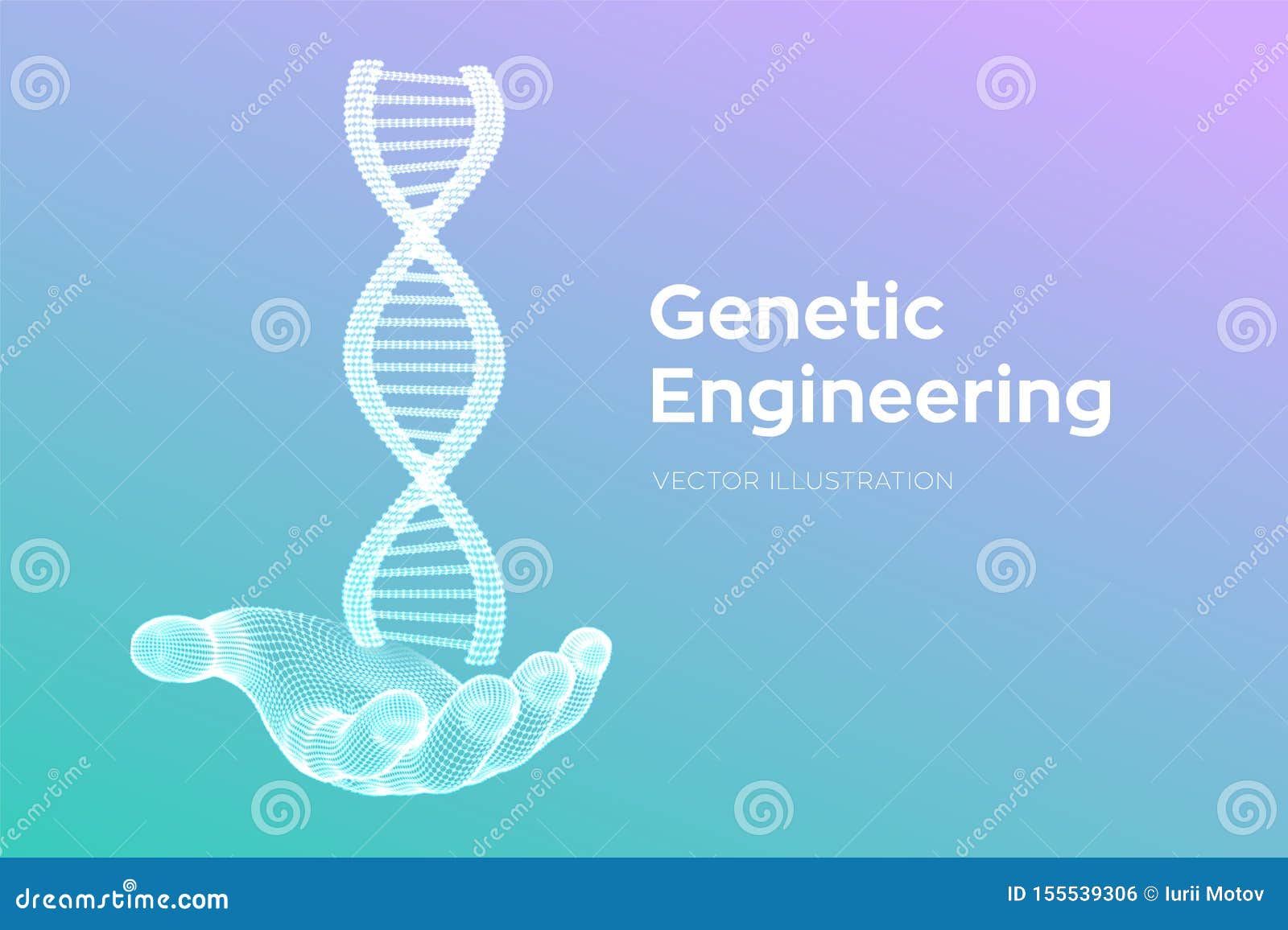 DNA Sequence In Hand. Wireframe DNA Molecules Structure Mesh. DNA Code ...