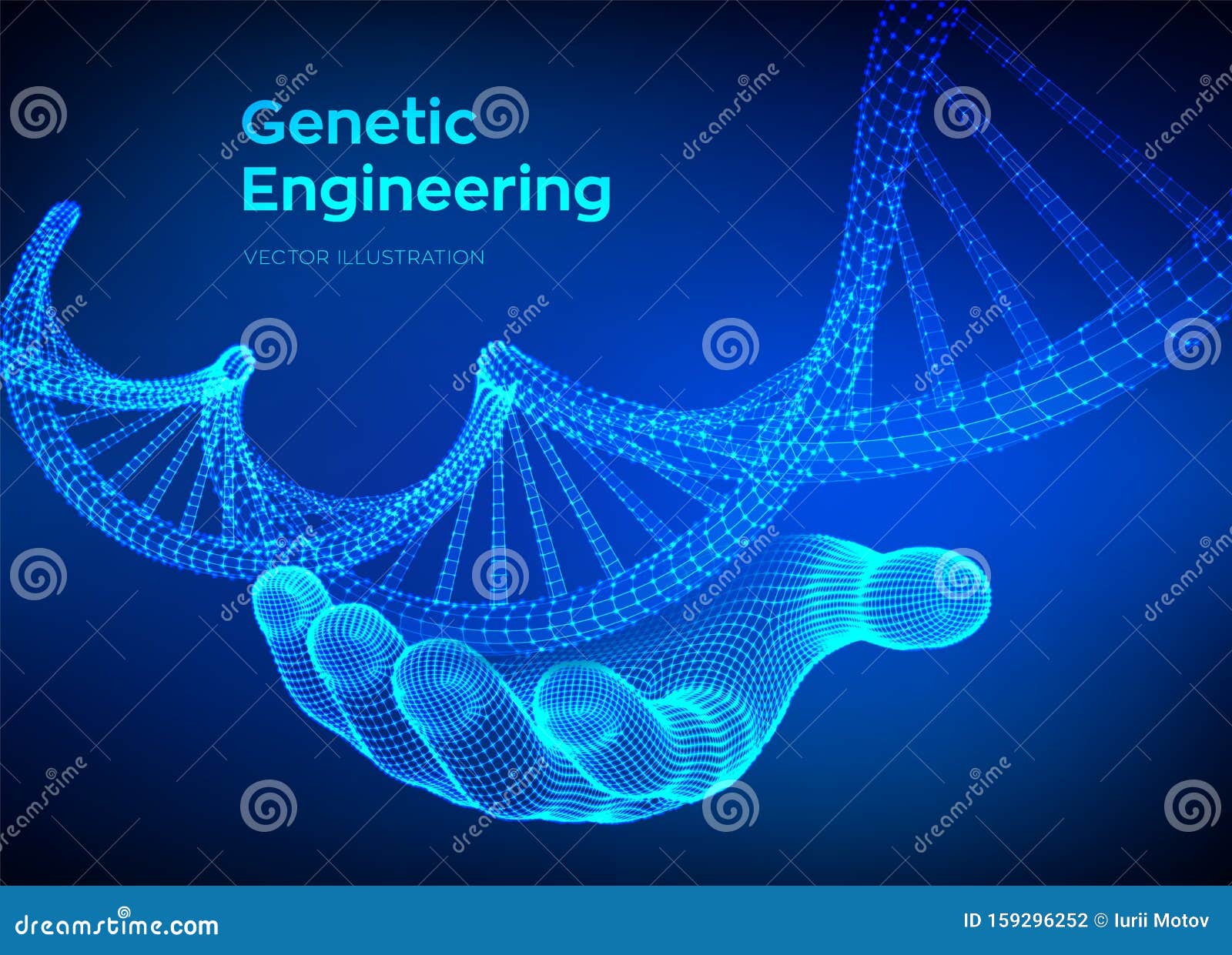 DNA Sequence In Hand. Wireframe DNA Molecules Structure Mesh. DNA Code ...