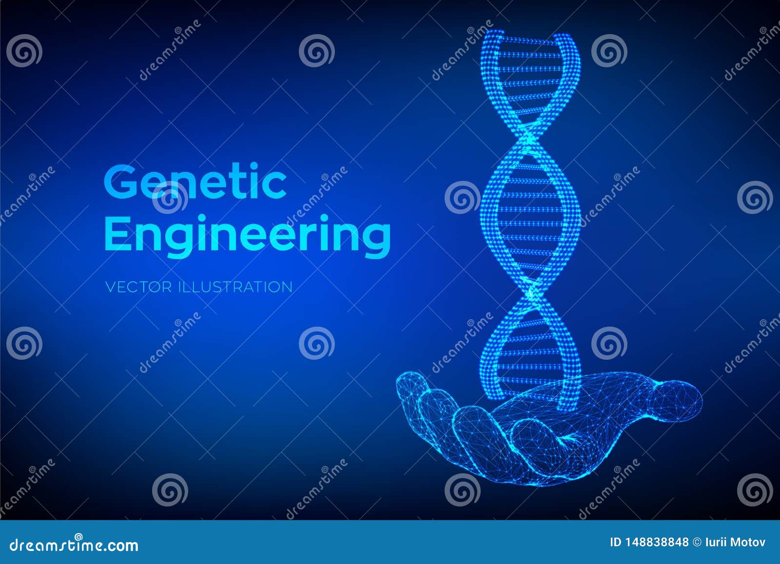 DNA Sequence In Hand. Wireframe DNA Molecules Structure Mesh. DNA Code ...
