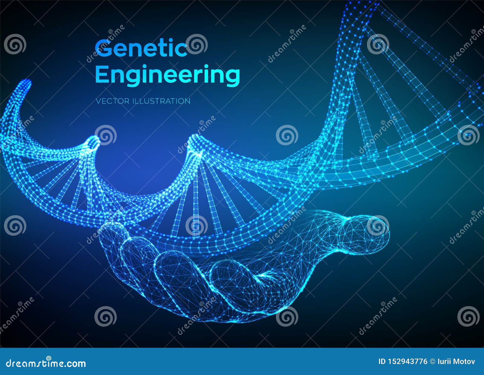 DNA Sequence in Hand. Wireframe DNA Molecules Structure Mesh. DNA Code ...