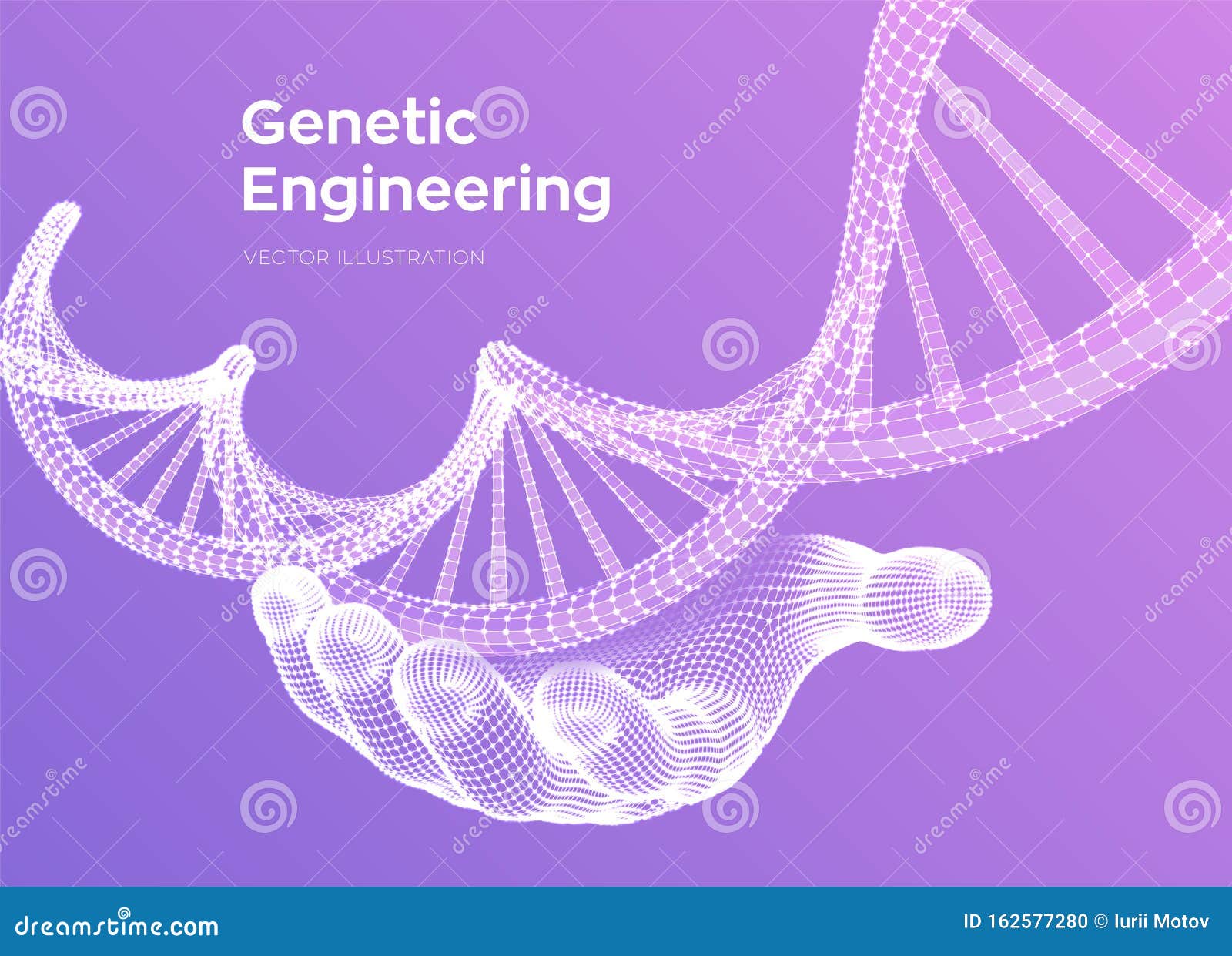 DNA Sequence in Hand. Wireframe DNA Molecules Structure Mesh. DNA Code ...