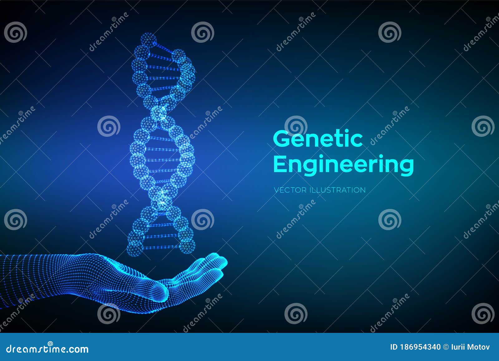 DNA Sequence in Hand. Wireframe DNA Molecules Structure Mesh. DNA Code ...
