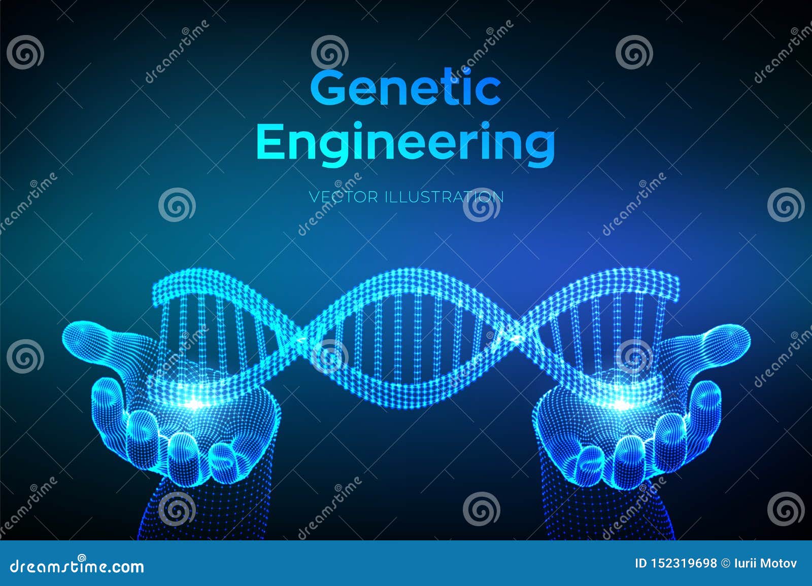 DNA Sequence in Hands. Wireframe DNA Molecules Structure Mesh. DNA Code ...