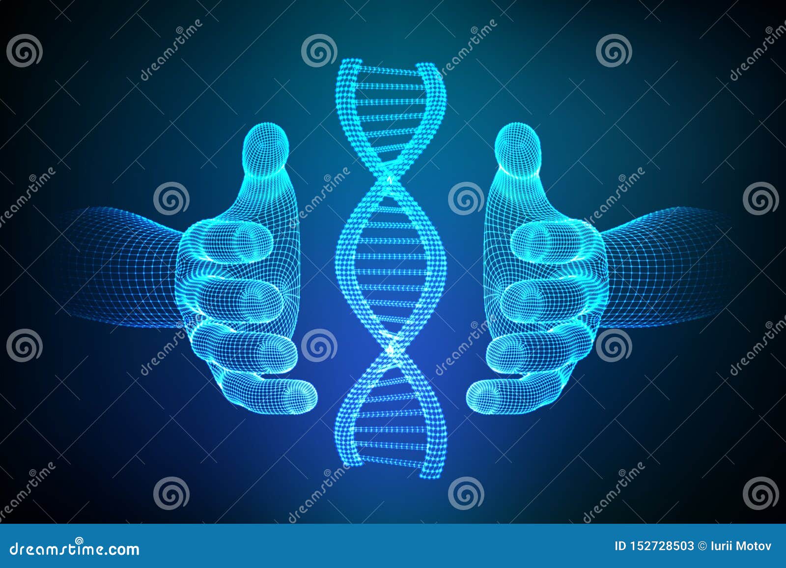 DNA Sequence In Hands. Wireframe DNA Molecules Structure Mesh. DNA Code ...