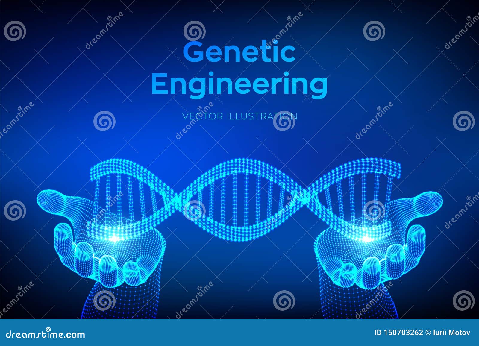DNA Sequence in Hands. Wireframe DNA Molecules Structure Mesh. DNA Code ...