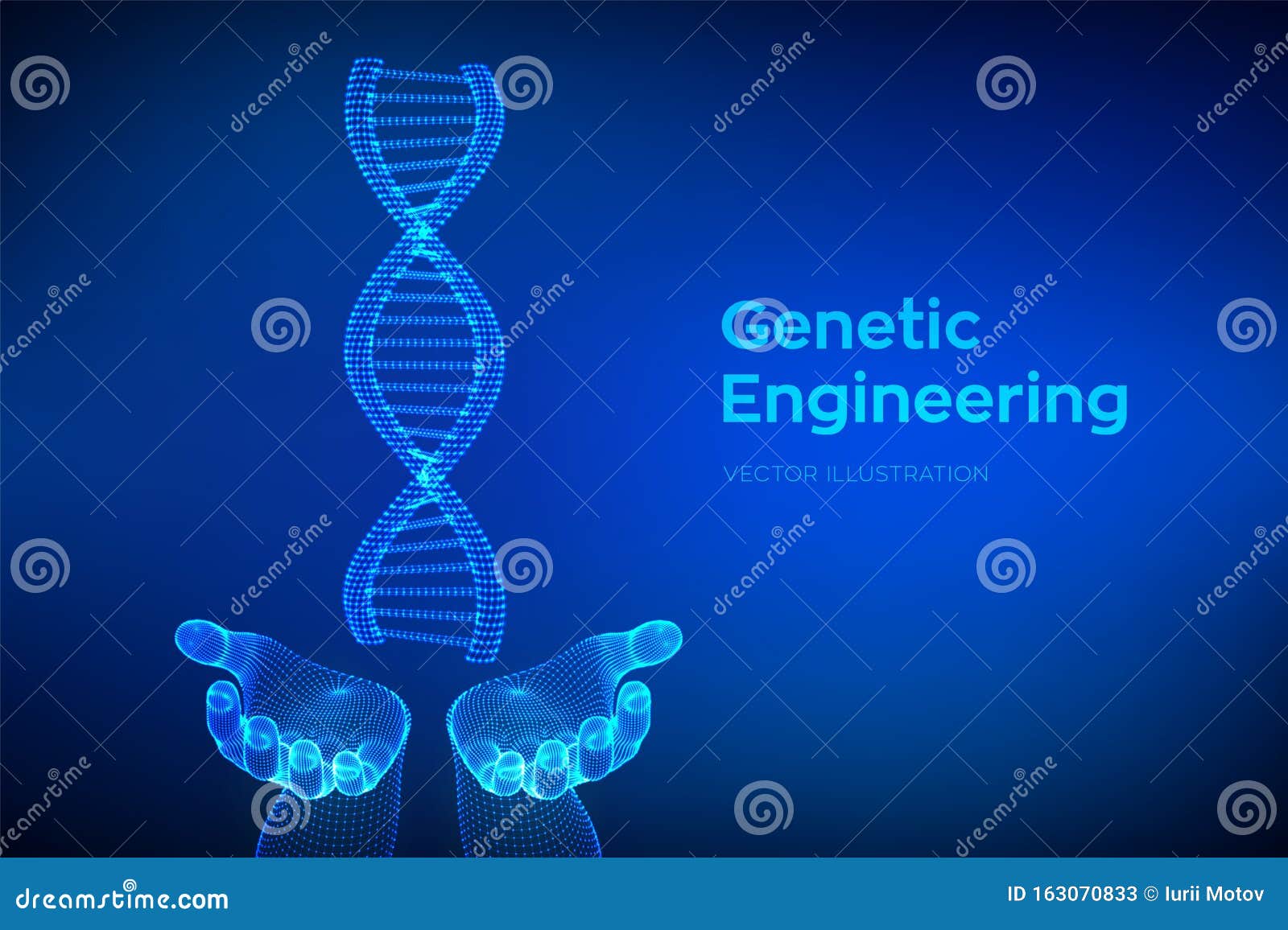 DNA Sequence In Hands. Wireframe DNA Molecules Structure Mesh. DNA Code ...