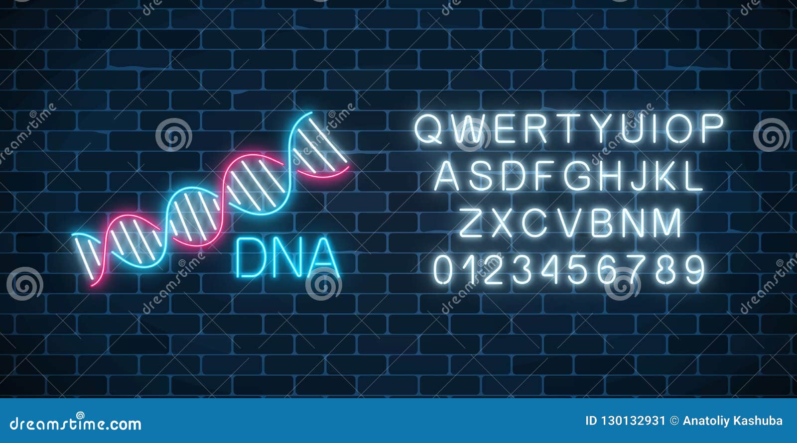 Dna Sequence Sign in Neon Style with Alphabet. DNA Molecule Structure ...