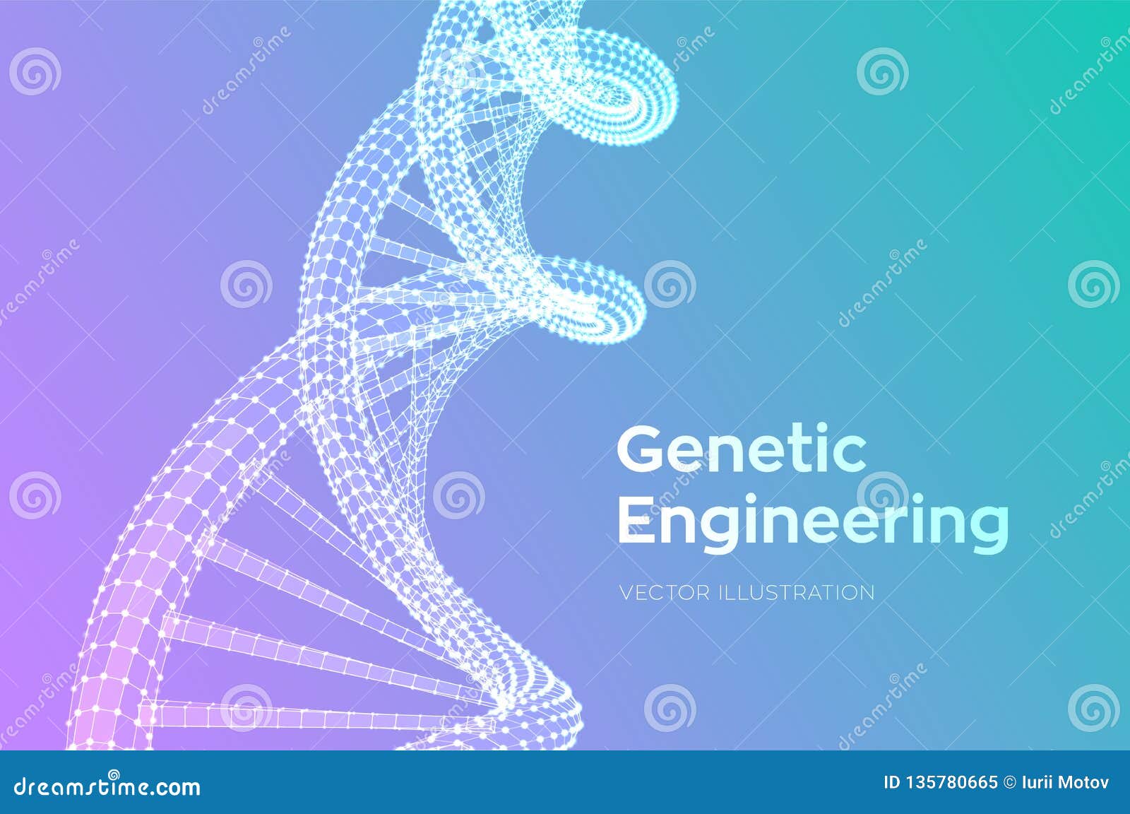 DNA Sequence. Wireframe DNA Molecules Structure Mesh. DNA Code Editable ...