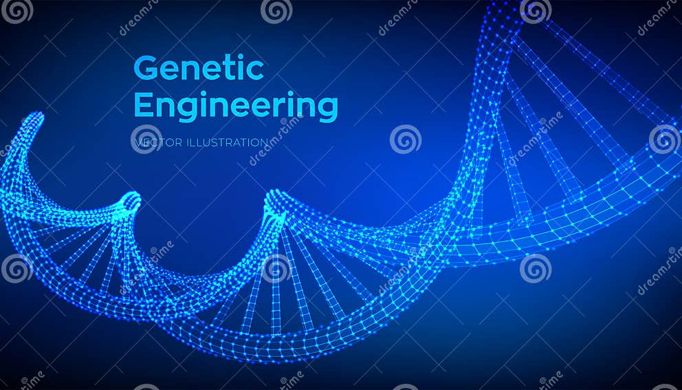 DNA Sequence. Wireframe DNA Molecules Structure Mesh. DNA Code Editable ...