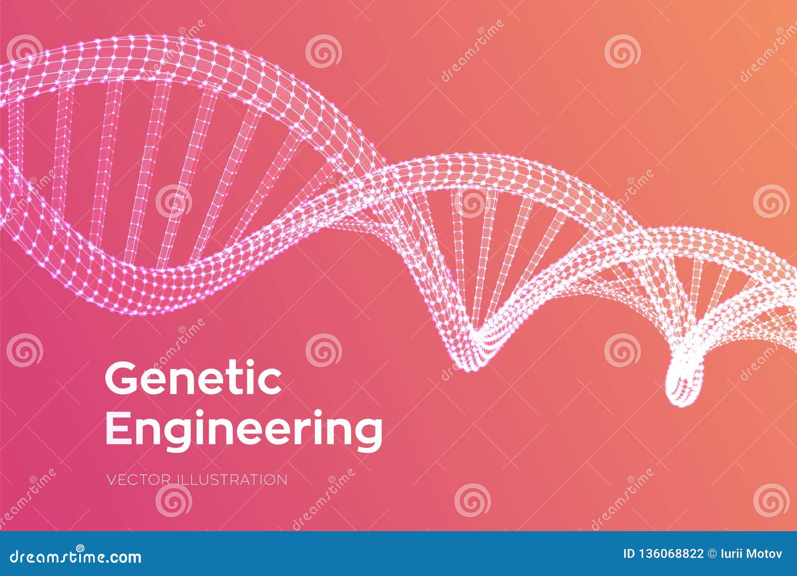 DNA Sequence. Wireframe DNA Molecules Structure Mesh. DNA Code Editable ...