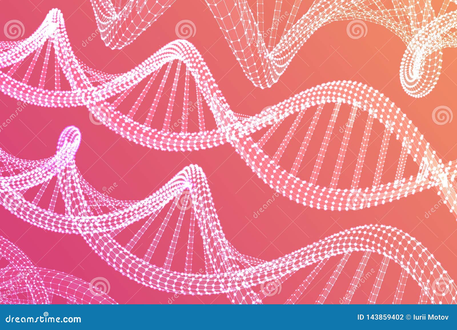 DNA Sequence. Wireframe DNA Molecules Structure Mesh. DNA Code Editable ...