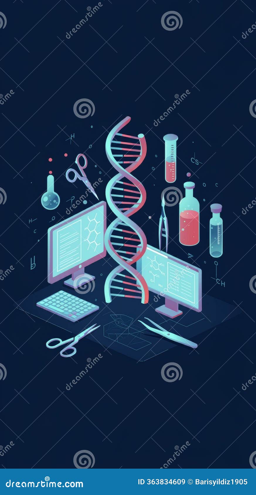 DNA Sequencing . Biotechnology And Genetic Engineering Concept . Word ...