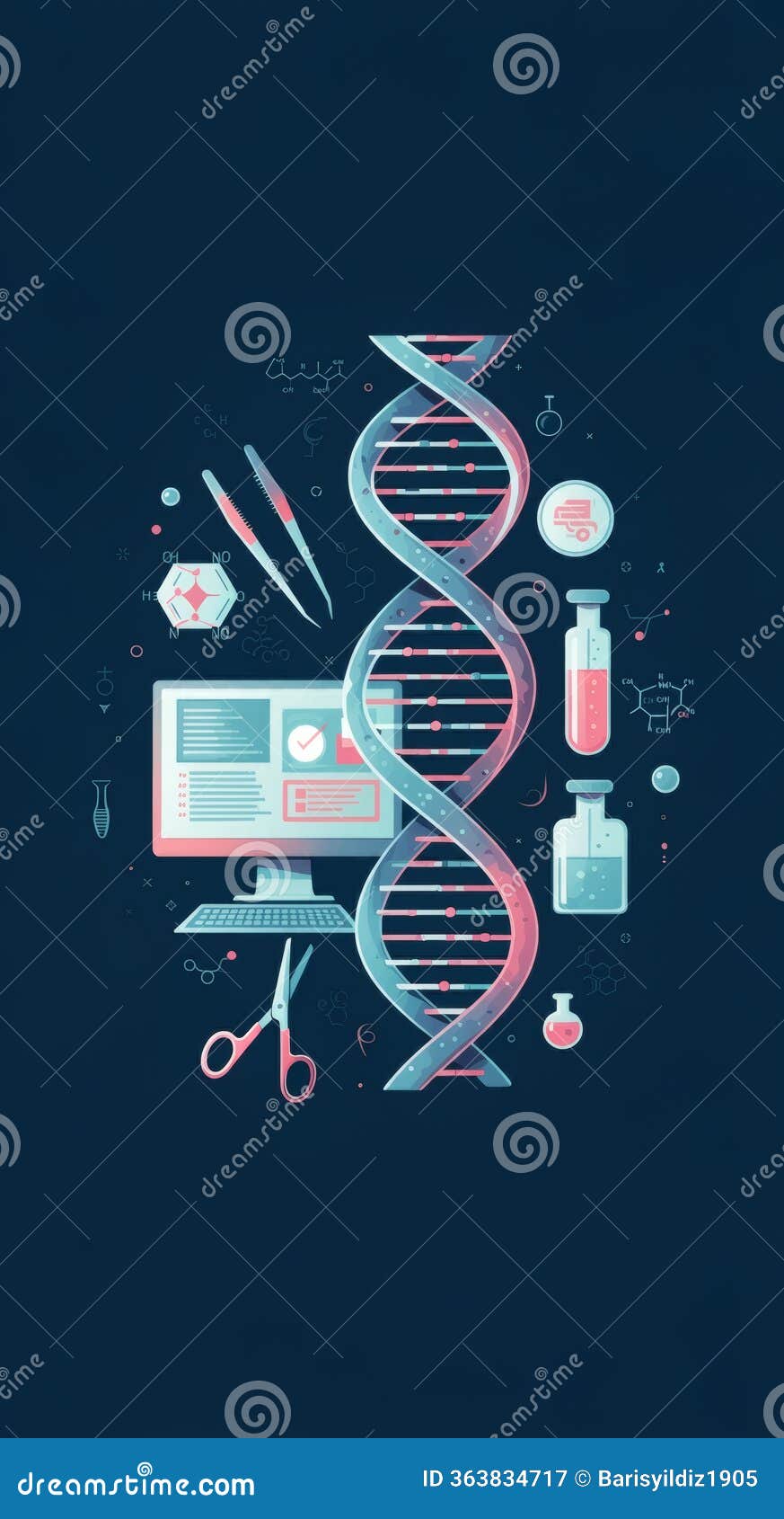DNA Sequencing . Biotechnology And Genetic Engineering Concept . Word ...