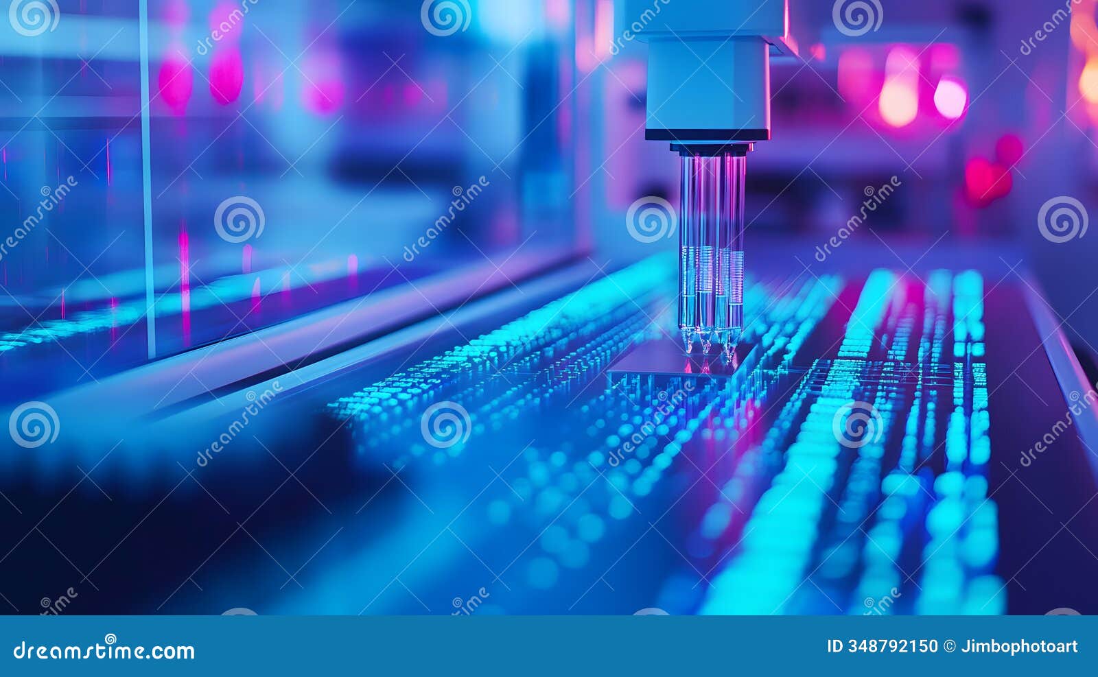 DNA Sequencing Machine at Work in Sterile Lab Glow Stock Photo - Image ...