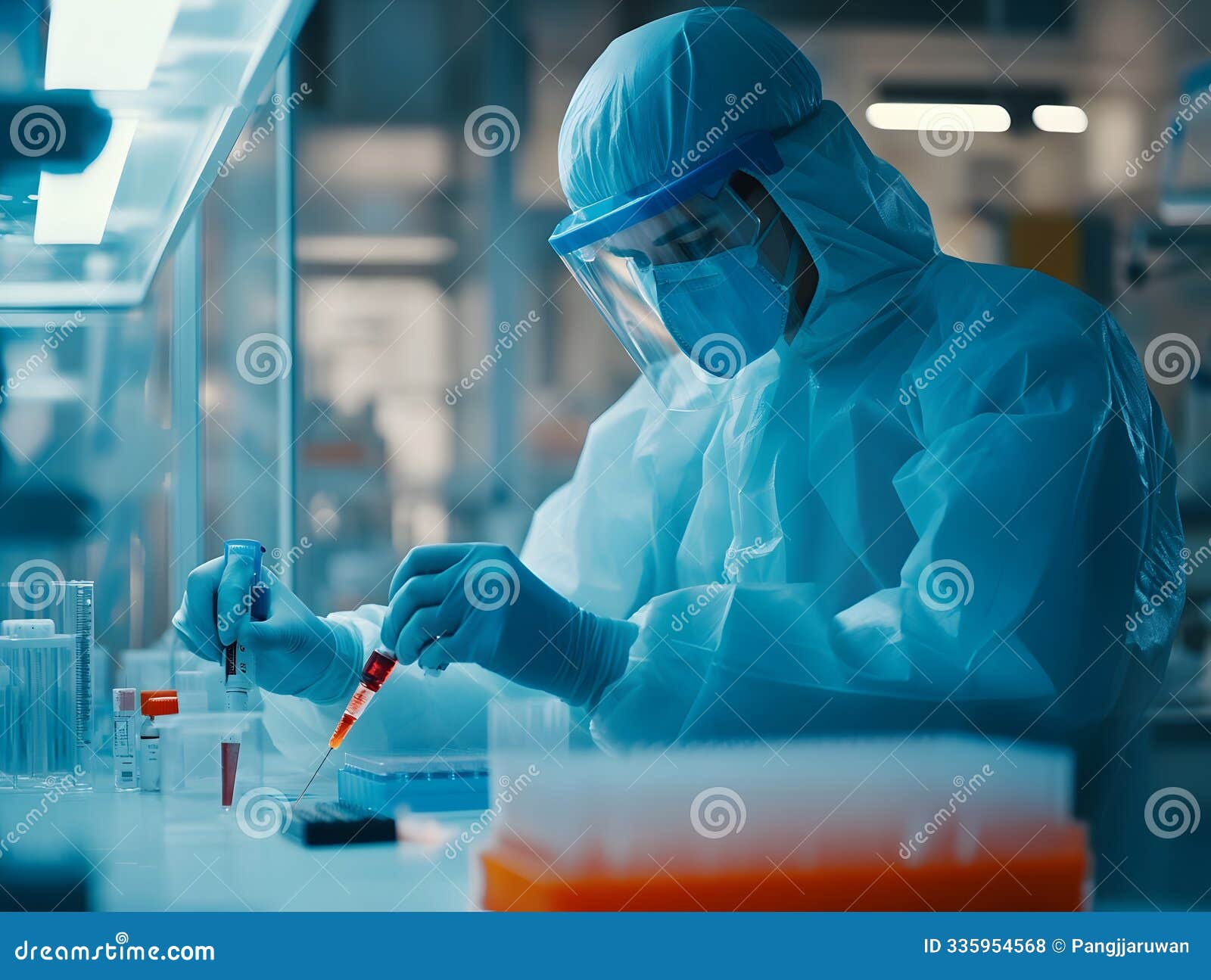 DNA Sequencing Machine At Work In A Sterile Lab, Glowing With Digital ...