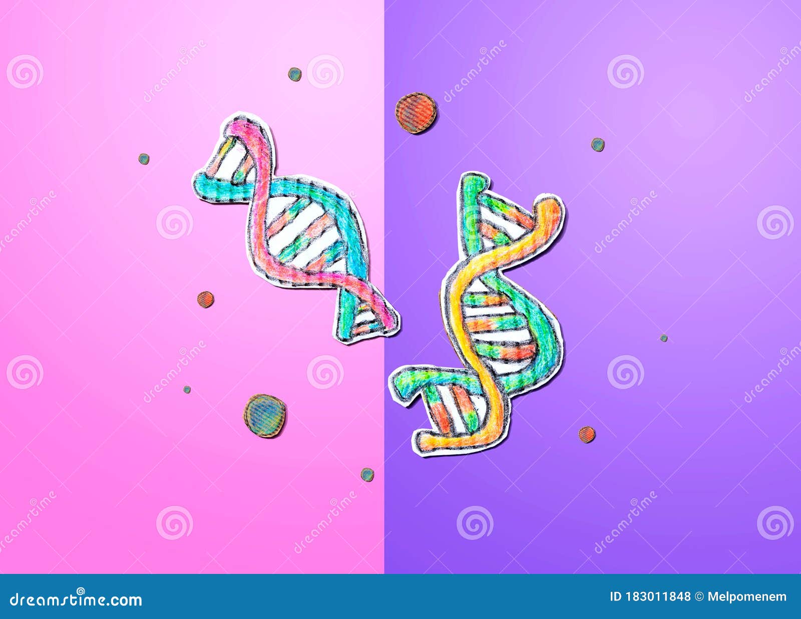DNA Sequencing Theme with Cardboard Craft Drawings Stock Photo - Image ...
