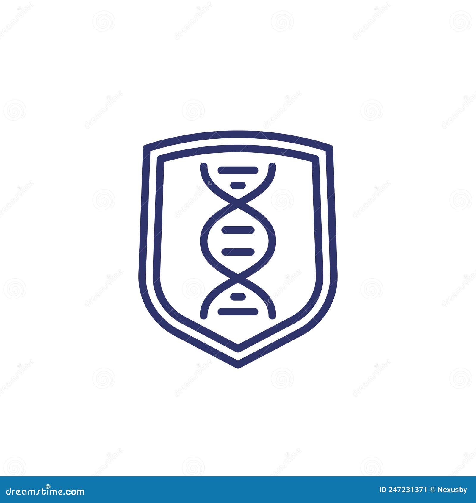 Dna and shield line icon stock vector. Illustration of protection ...