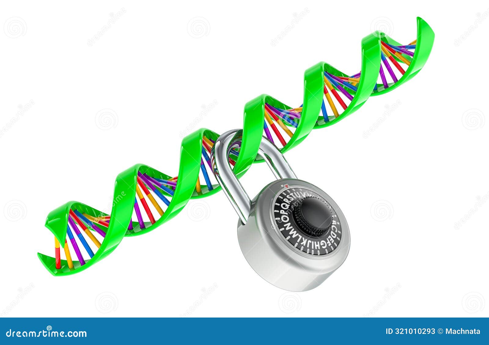 Dna Spiral with Combination Padlock. Biotechnology Research, Concept ...