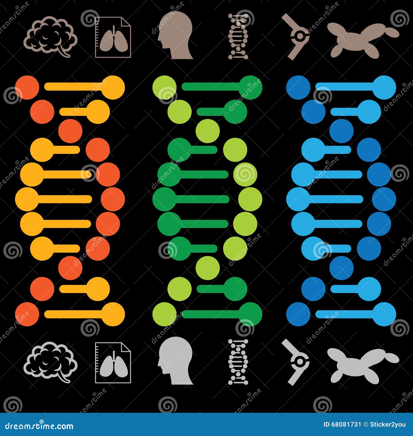 DNA Spiral Vector Icon, Intensive Red and Black Colors, Rounded Stock ...