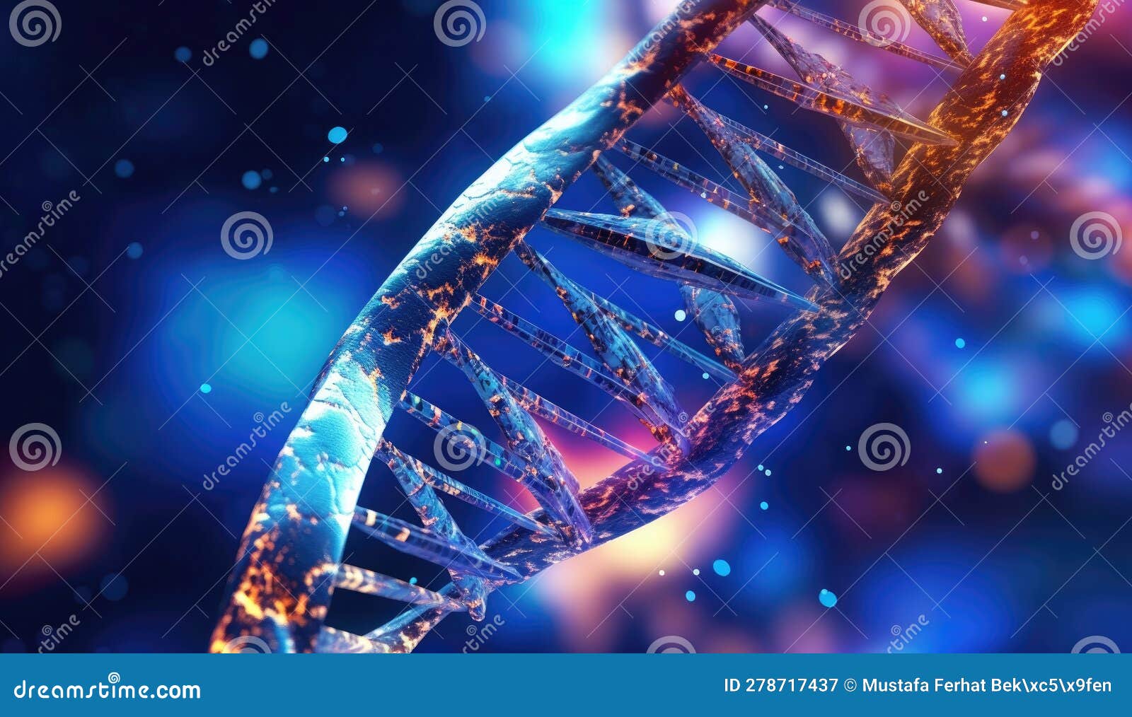 Dna Strand on a Background, Lens Flare. Generative AI Stock ...