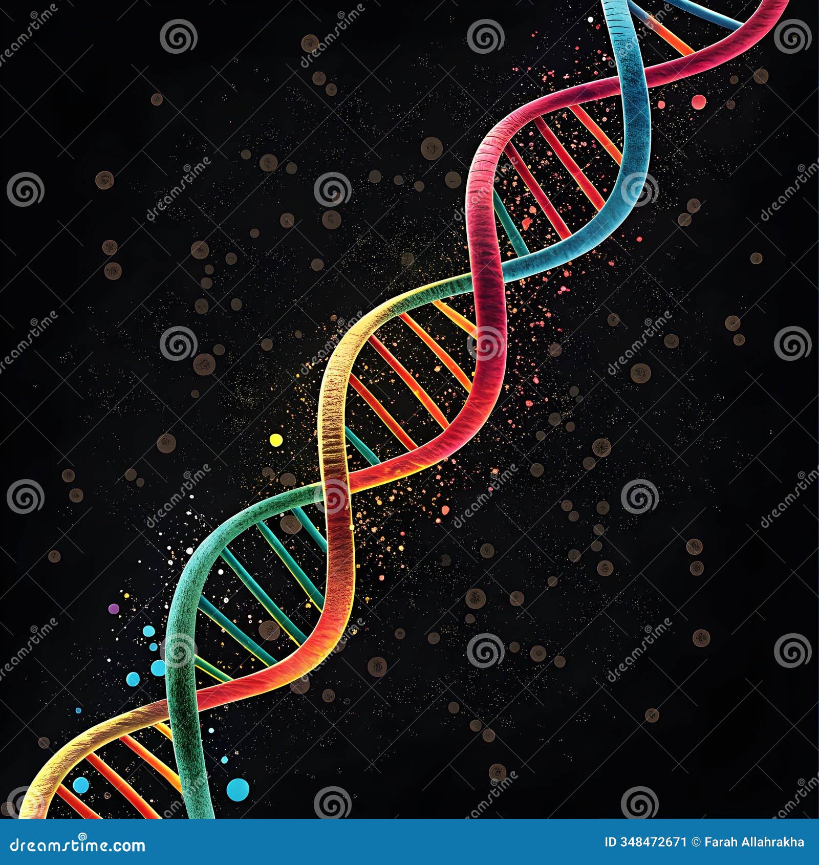 A DNA Strand with a Black Background, Emphasizing the Intricate Double ...