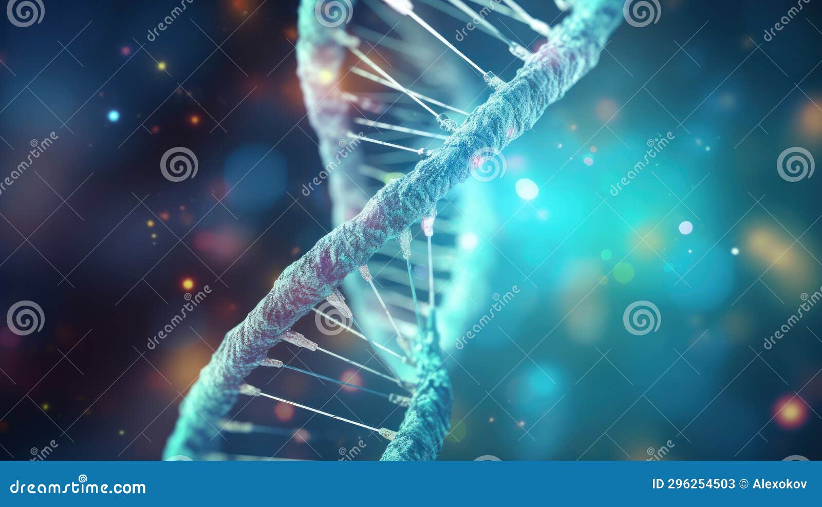 DNA Strand on Blue Background. 3d Rendering, 3d Illustration Stock ...