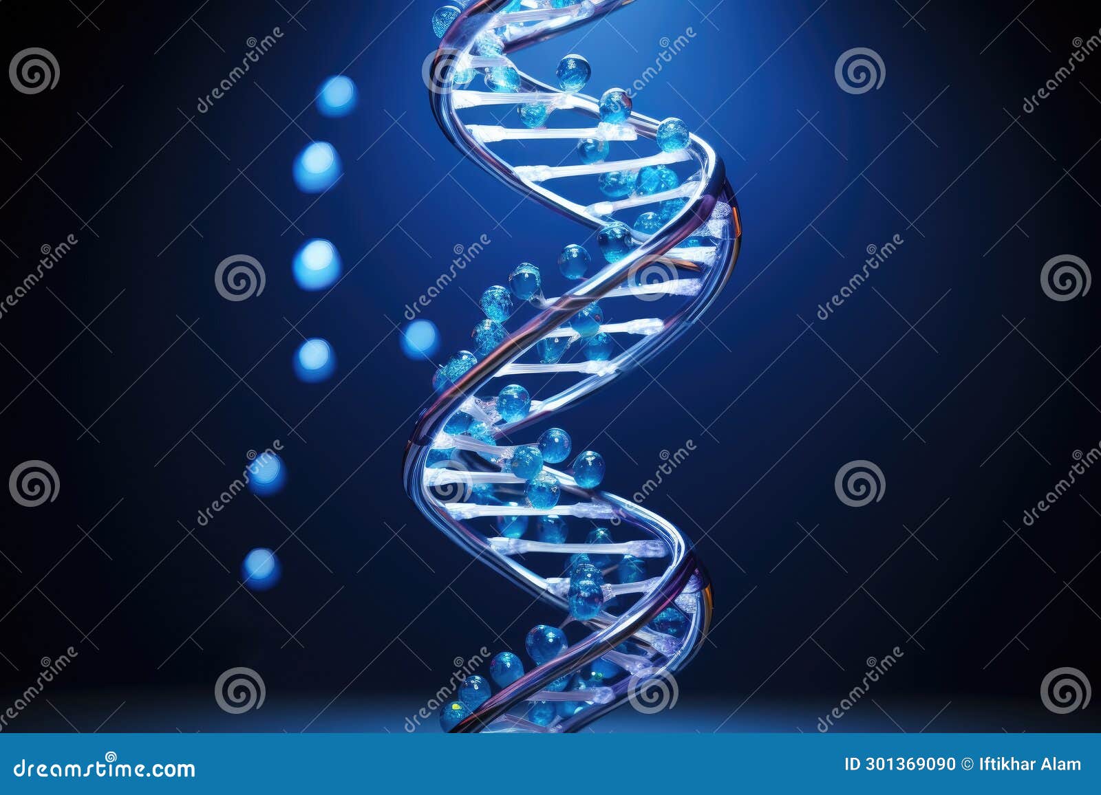 DNA Strand on Blue Background. 3d Rendering, 3d Illustration, Blue DNA ...