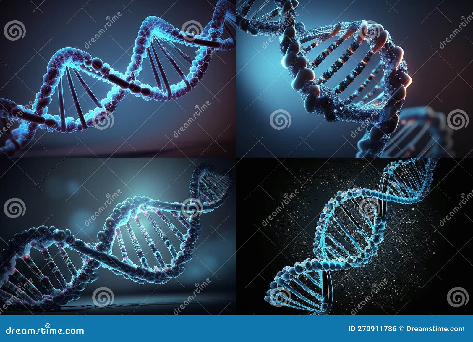 DNA Strand in Blue Color, (Created with Generative AI Technology) Stock ...