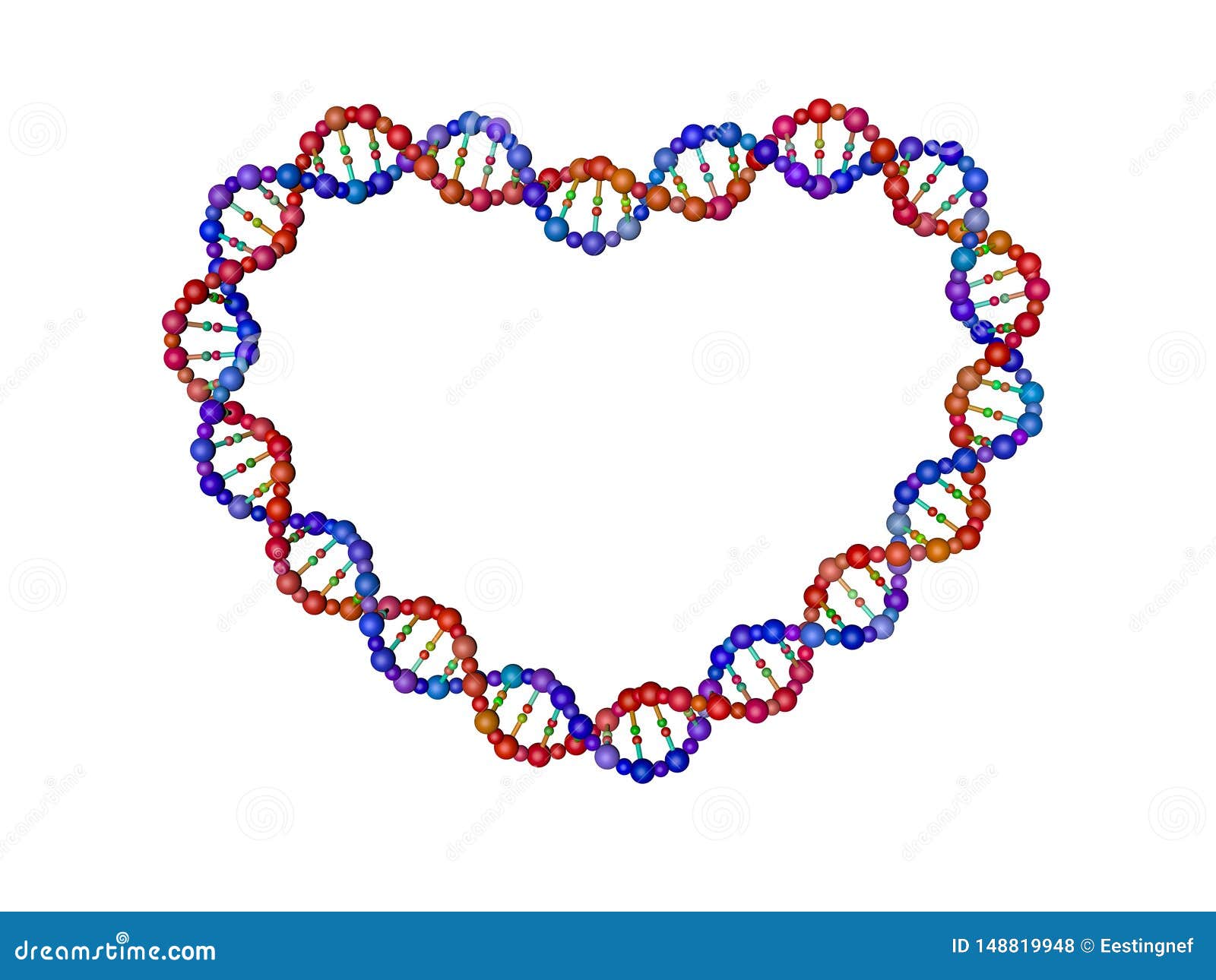DNA Strand in Form of Heart. 3D Rendering Illustration Stock ...