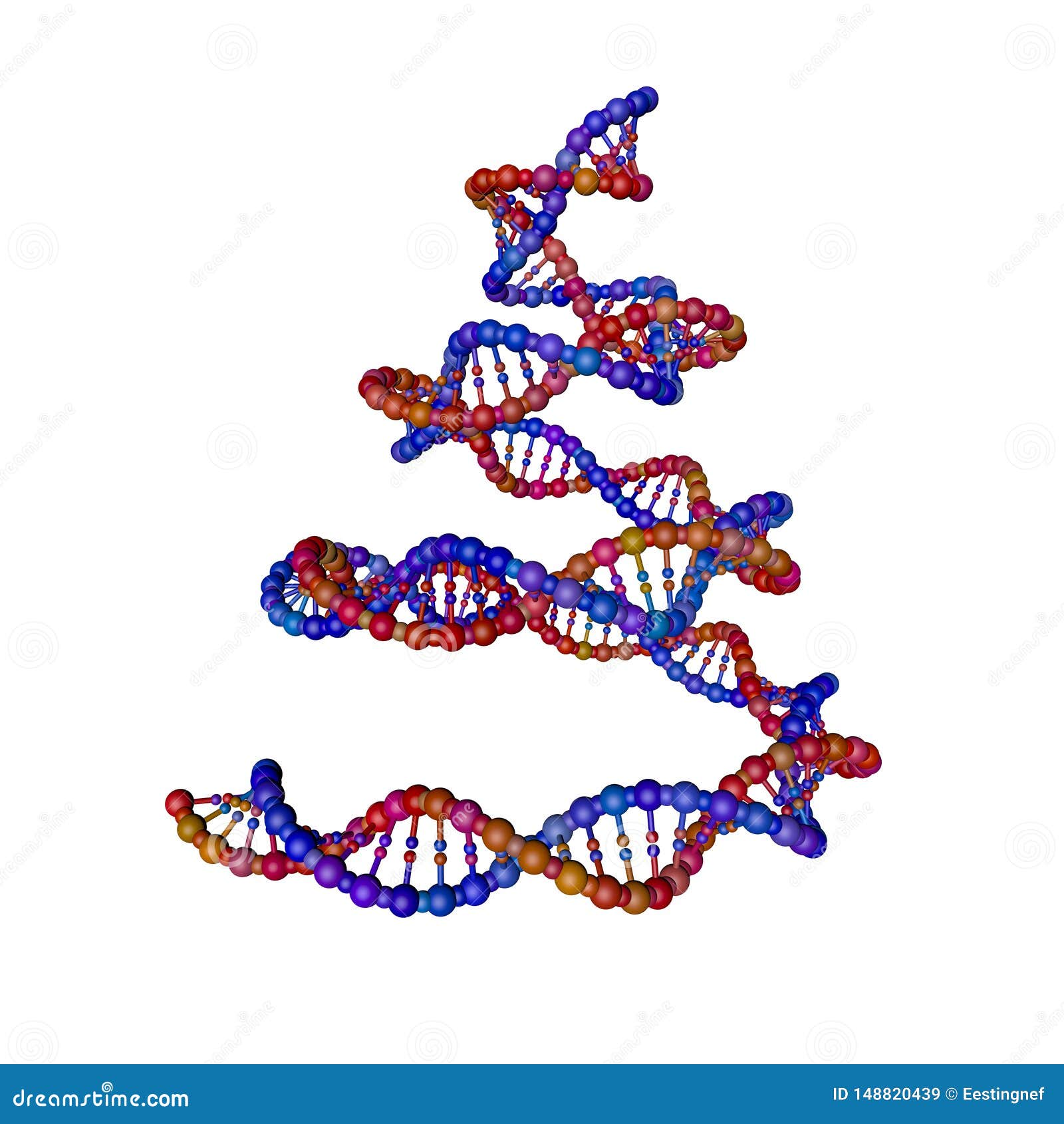 DNA Strand in Form of Helix. 3D Rendering Illustration Stock ...