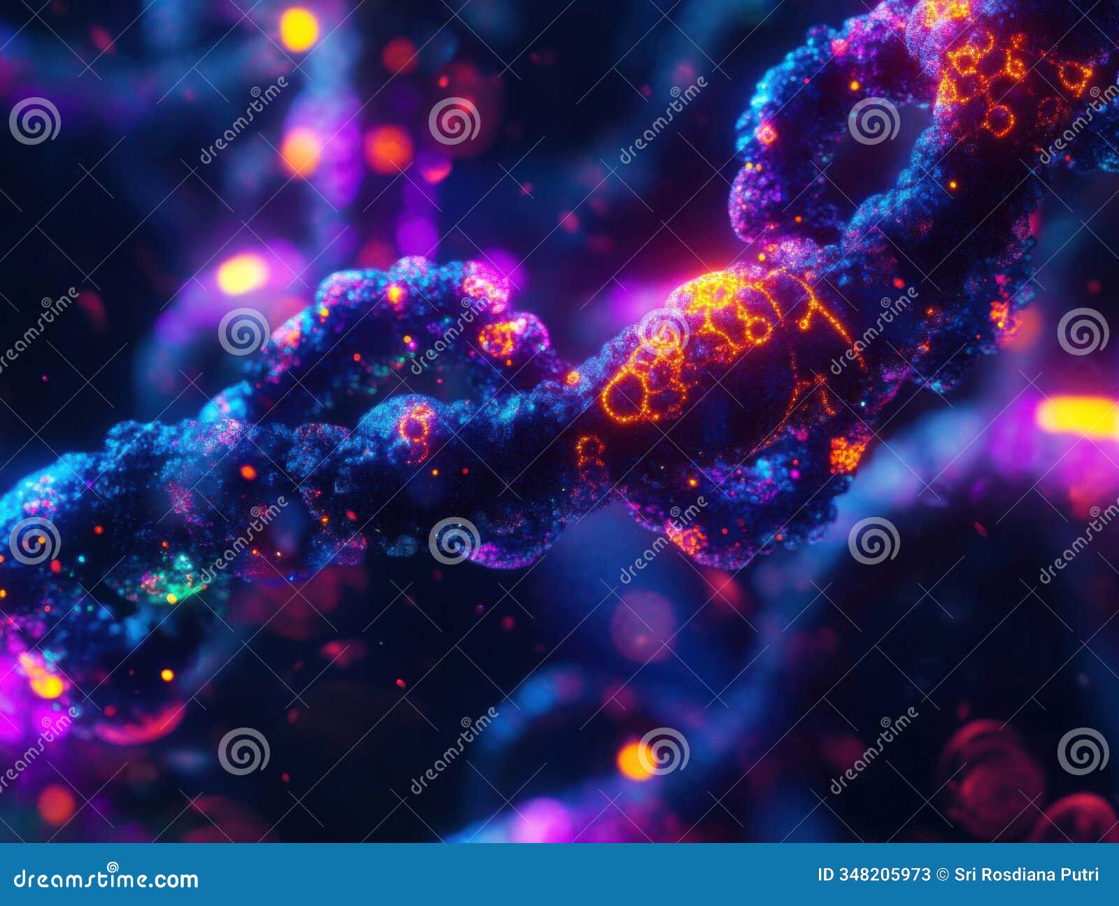 DNA Strand, Glowing Abstract Genetic Code, Vivid Colors, Microscopic ...