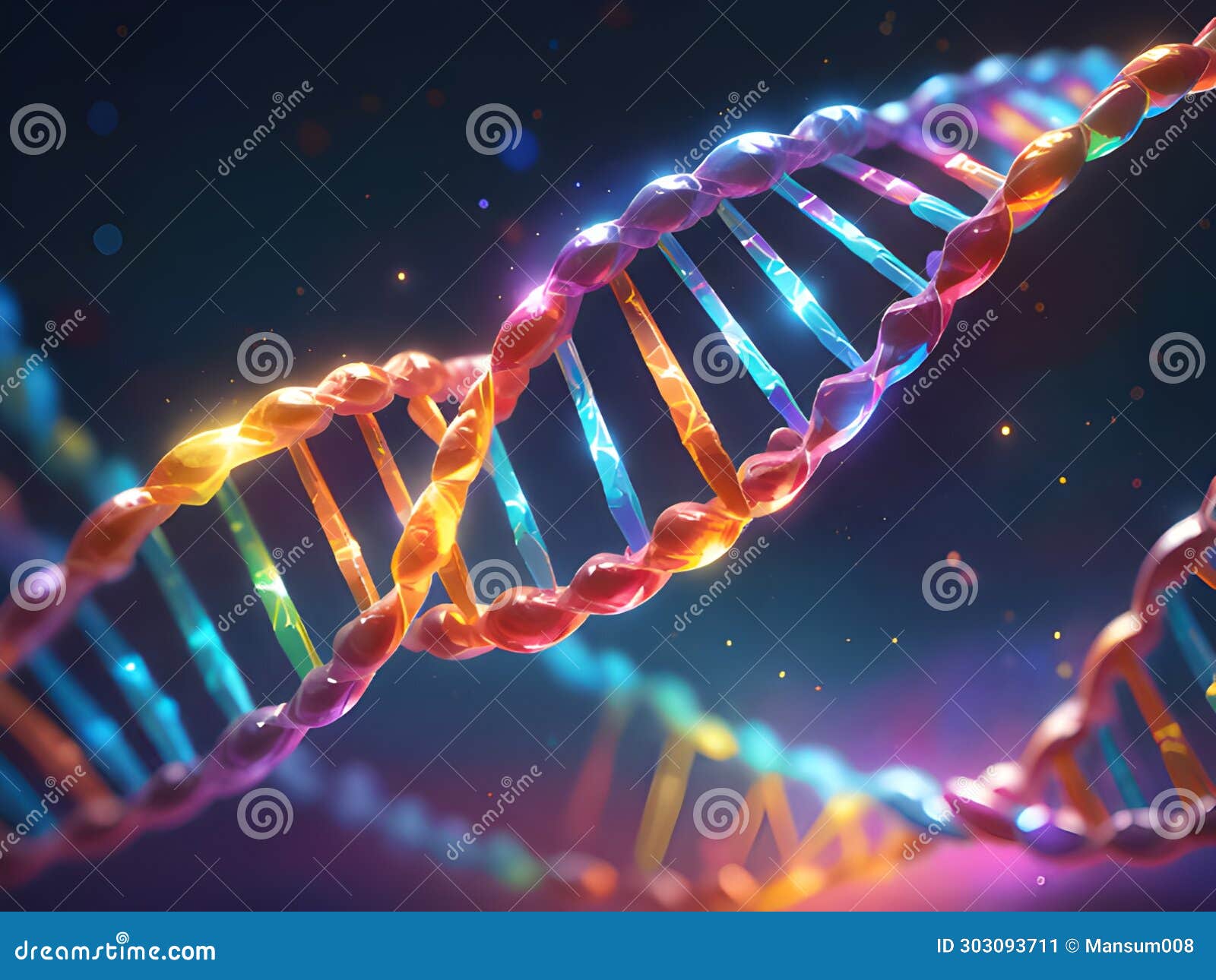 Dna Strand with Dna Helix Structure on a Colorful Background Stock ...
