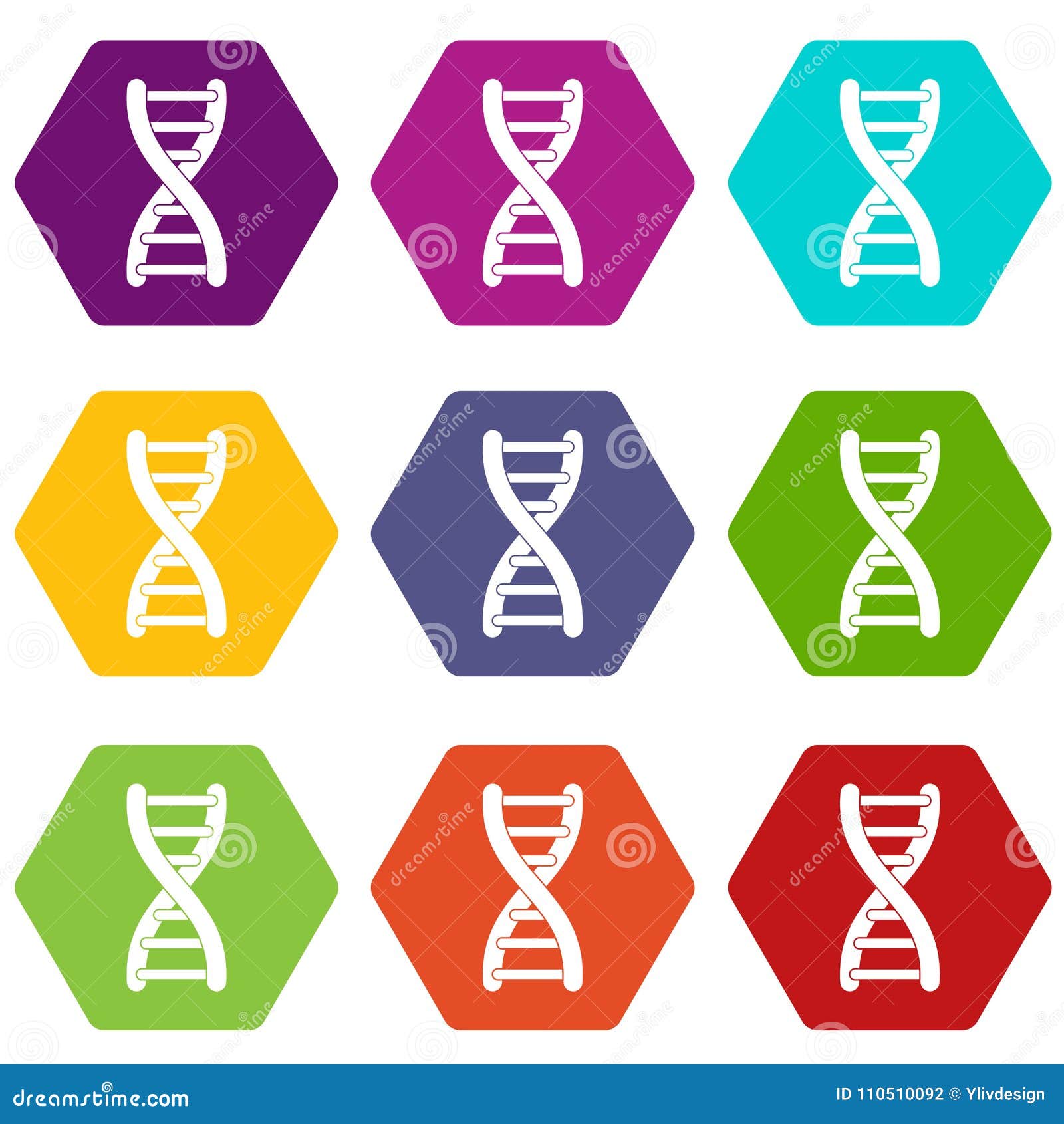 Dna Strand Icon Set Color Hexahedron Stock Vector Illustration Of