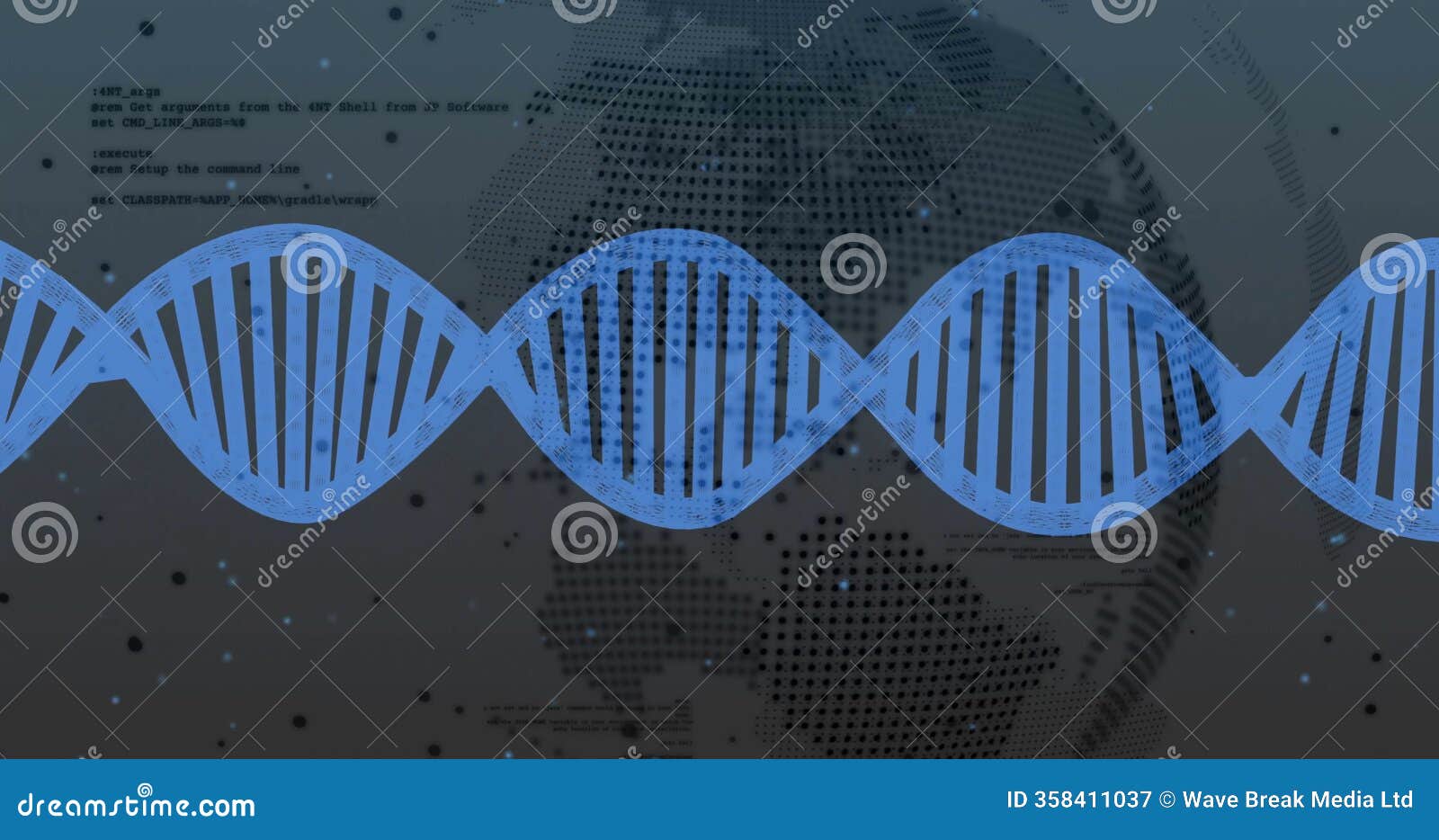 DNA Strand Image Over Digital World Map and Binary Coding Stock Image ...