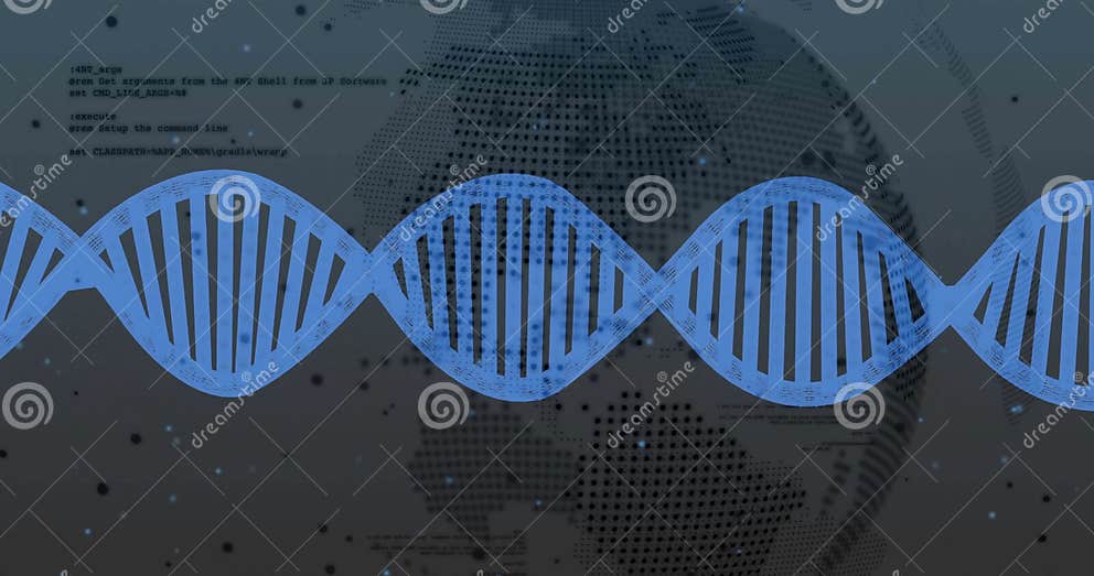 DNA Strand Image Over Digital World Map and Binary Coding Stock Image - Image of science ...