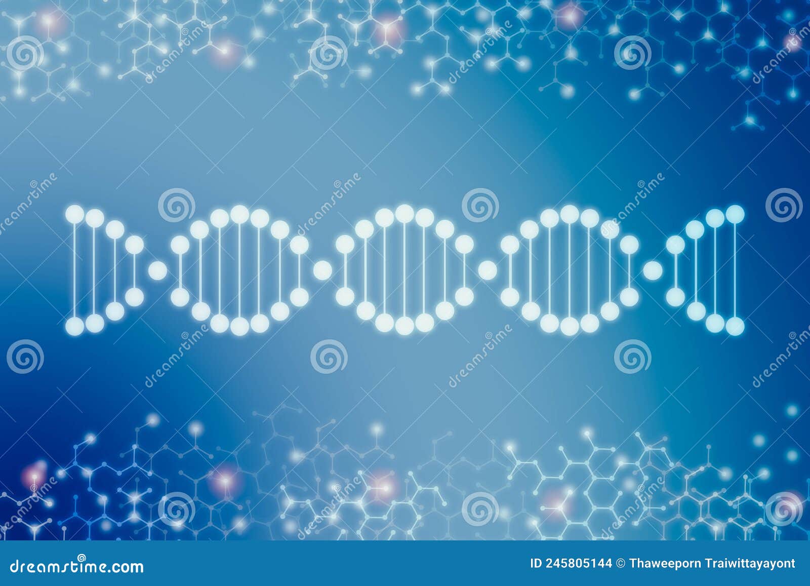 DNA Strand with Molecules Science Icon Pattern for Abstract Blue ...