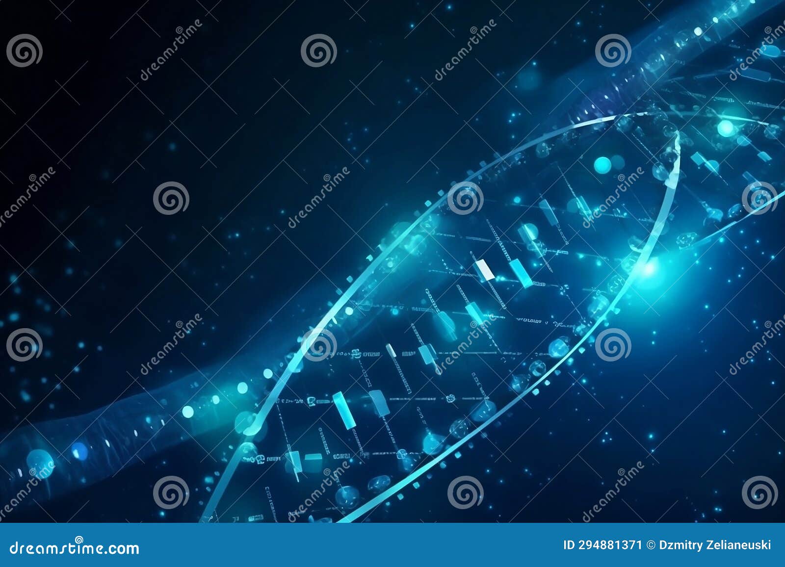 Dna Strand in the Night. Generative AI. Stock Illustration ...