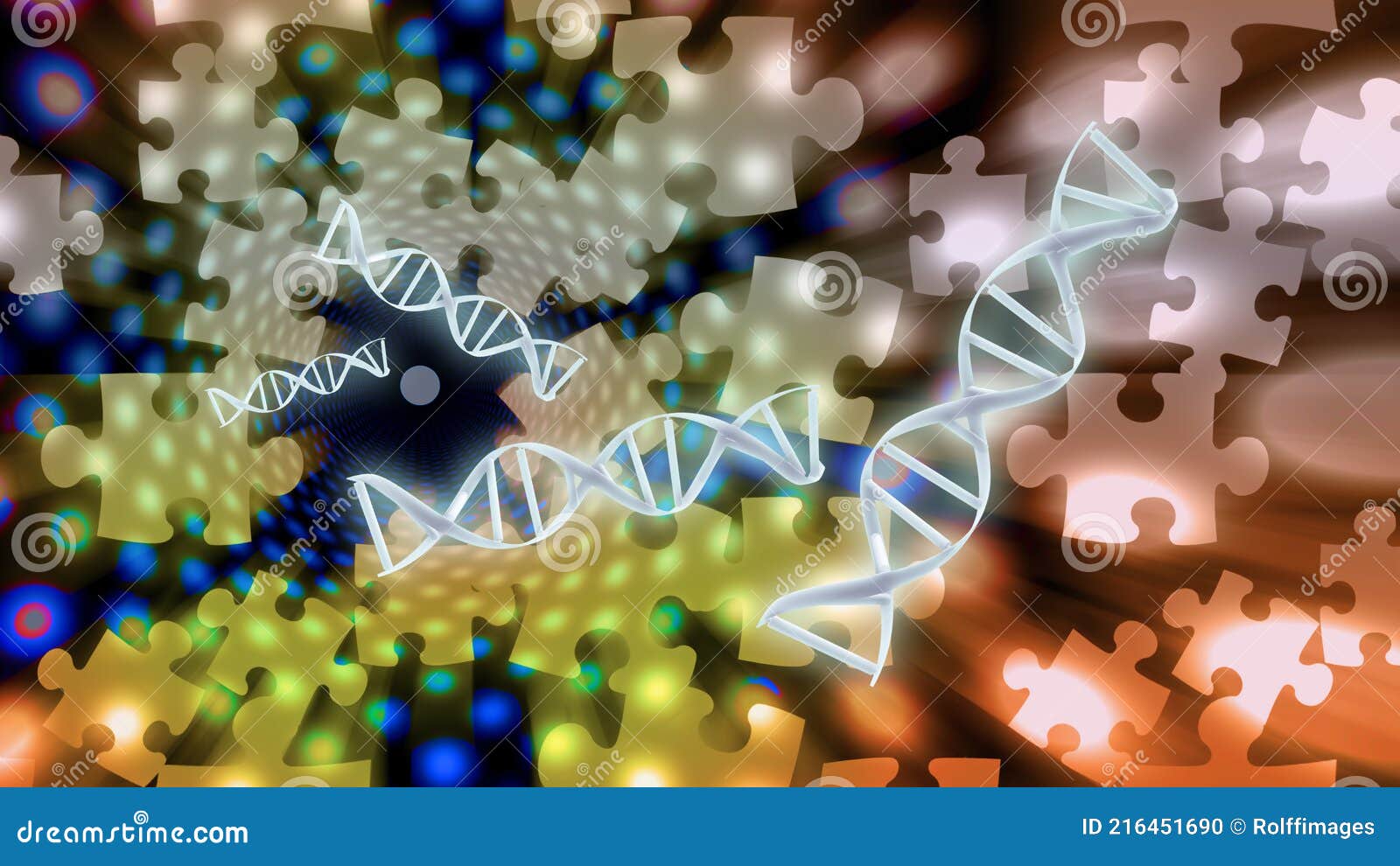 DNA strand and puzzle stock illustration. Illustration of stem - 216451690
