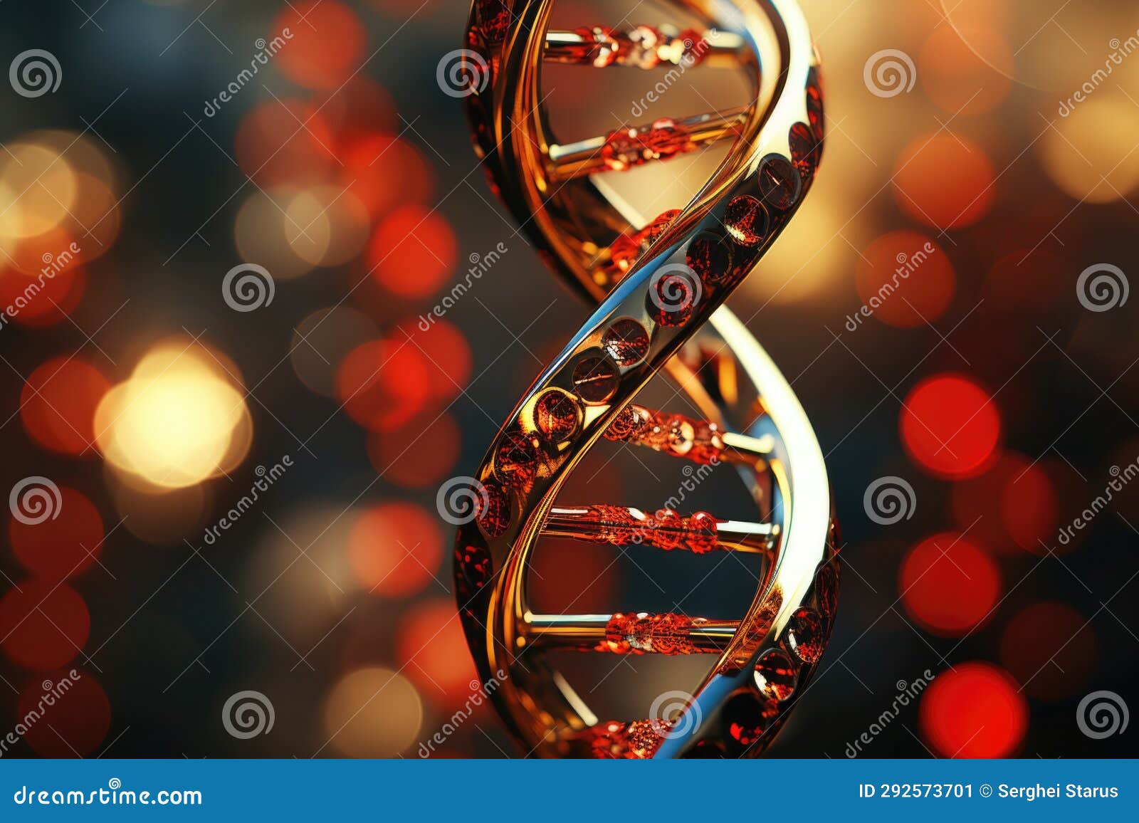 Dna Strand with Red and Gold Beads, AI Stock Illustration ...