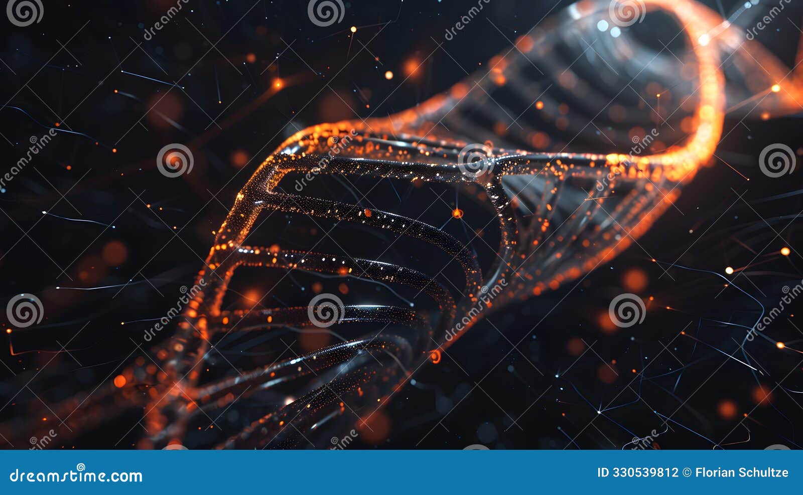 DNA Strand Spinning Over Dark Background in Futuristic Stock ...