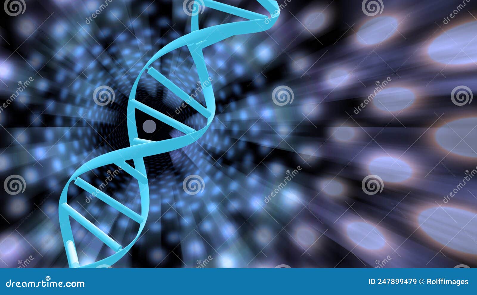 DNA Strand in Tunnel of Light Stock Illustration - Illustration of stem ...
