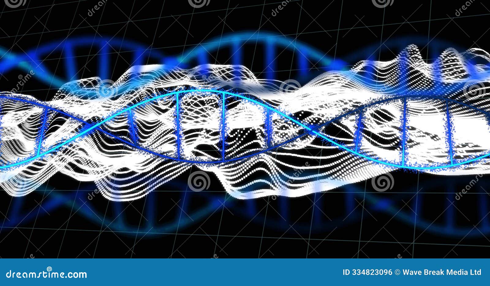 DNA Strand and Wave Patterns, Scientific Data Processing Image Stock ...