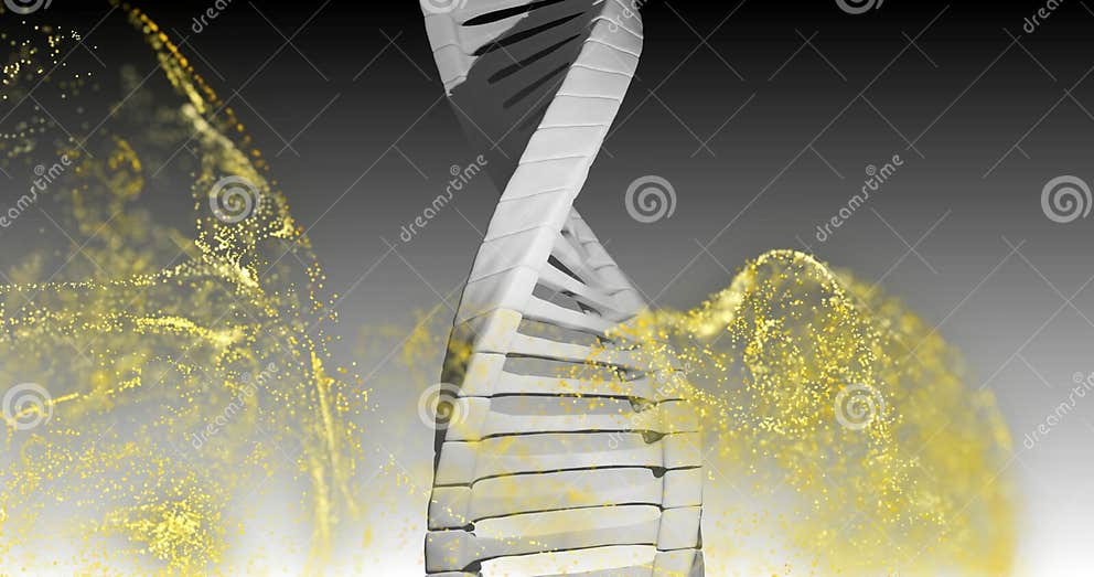 DNA Strand with Yellow Particles, Scientific Data Processing Image ...