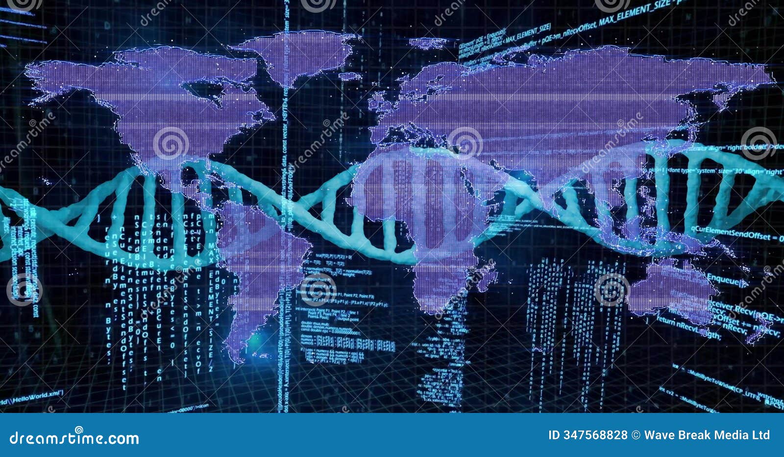 DNA Strands and Binary Coding Image Over World Map Stock Photo - Image of coding, computing ...