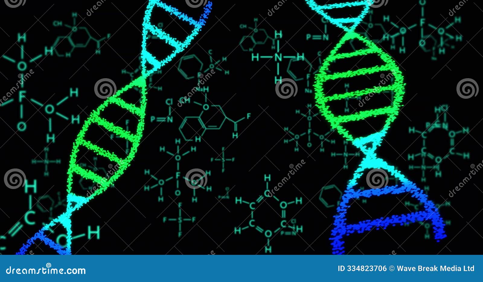DNA Strands and Chemical Structures, Scientific Data Processing Stock ...
