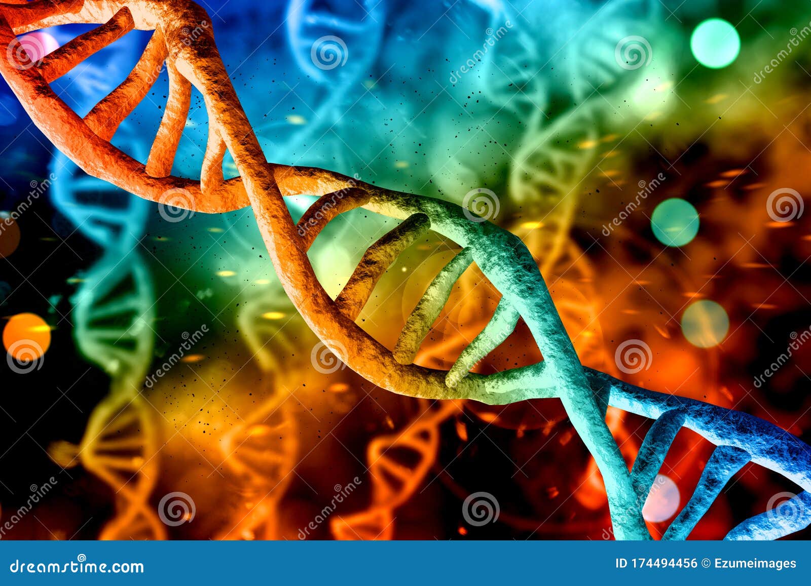 DNA Strands 3D Illustration Stock Illustration - Illustration of ...