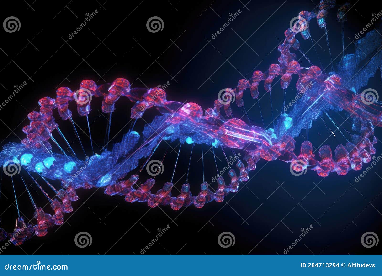 Dna Strands Intertwined on a Nanoscale Stock Illustration ...